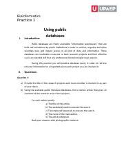 Mastering Bioinformatics Public Databases Research Queries Course Hero