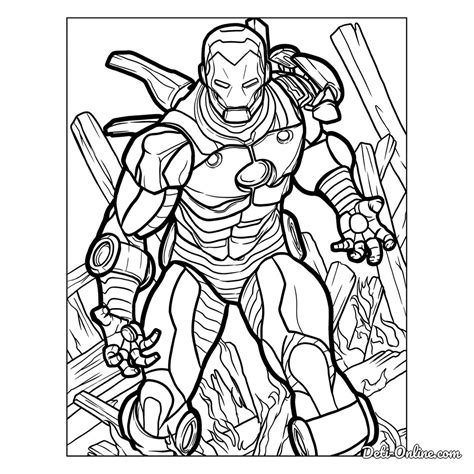 Раскраска Железный Человек распечатать или скачать