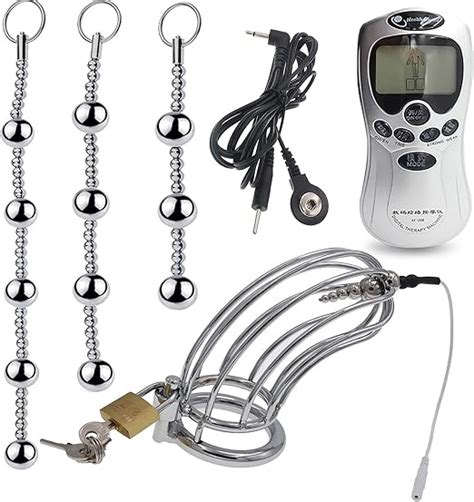 Screaass Elektro Shock Metall Peniskäfig Großer Keuschheitsgürtel Mit