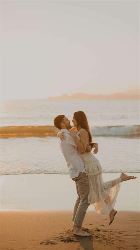 Candid Poses For Sunset Beach Engagement Photos Couple Photography