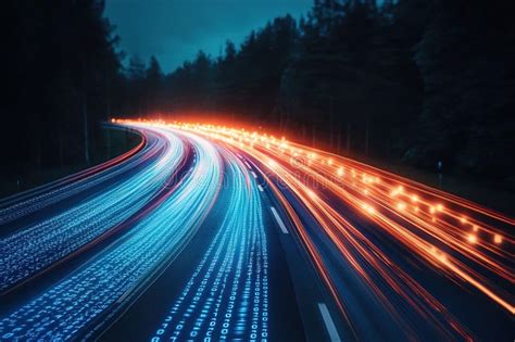 Abstract Blue Binary Code Data Stream Background Futuristic Digital Technology Concept For