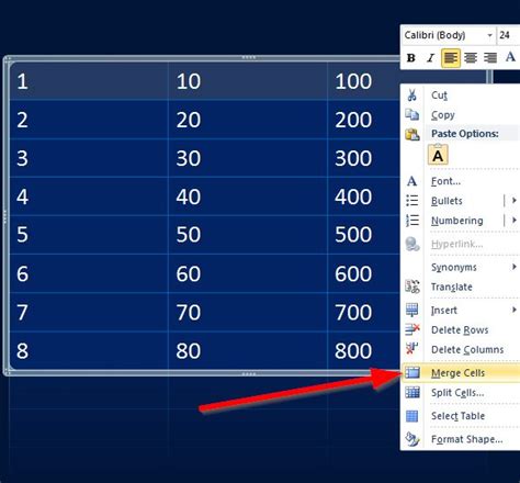 add a header to a table in powerpoint