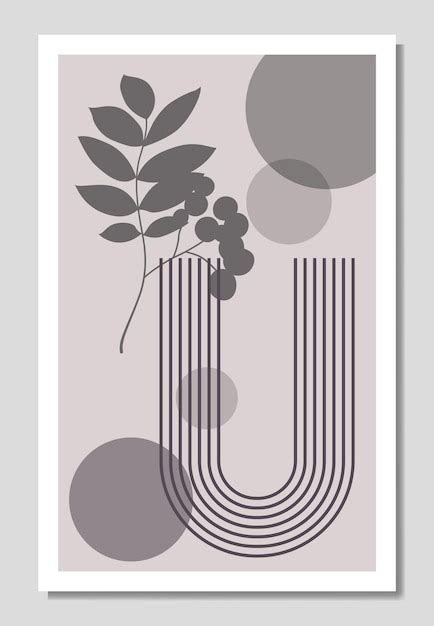 Premium Vector Botanical And Geometrical Poster Vector Floral Line