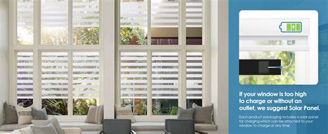 Denfoon Motorized Zebra Blinds Solar Powered Dual Layer