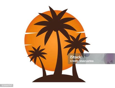 야자수와 태양과 해변 일몰입니다 여름 저녁에 휴가 섬 그림입니다 일몰 장면입니다 벡터 Eps 10 0명에 대한 스톡 벡터 아트 및 기타 이미지 Istock