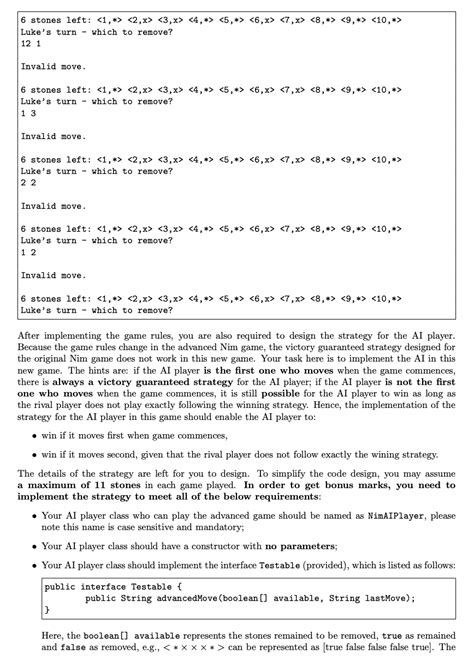 Solved Write Nim Game In Java The Aim Of This Project Is To