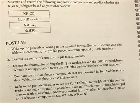 Solved I Need Help Calculating The Ka Value And Kb Value For