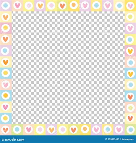 Cute Vector Square Love Border Made Of Doodle Hearts In Pastel Colors