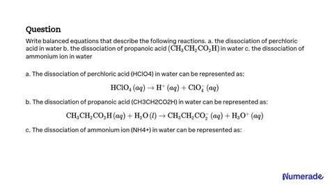 Solved Write Balanced Equations That Describe The Following Reactions