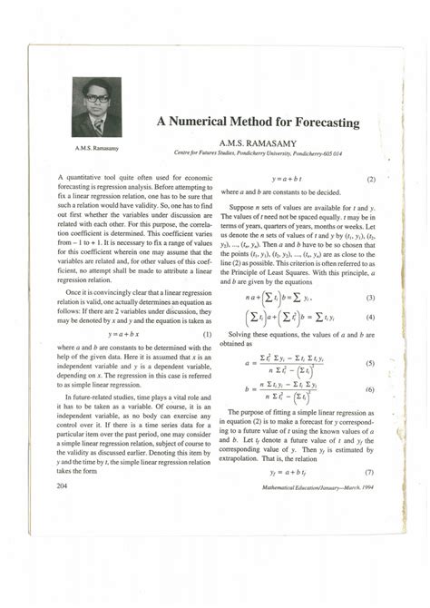 Pdf A Numerical Method For Forecasting