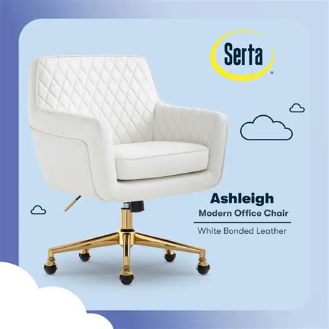 Serta Deluxe Ashleigh Modern Home Office Chair White Bonded Leather
