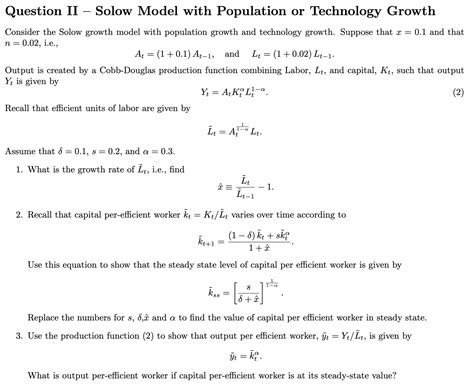 solved question ii solow model with population or