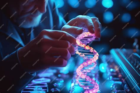 Premium Ai Image Skilled Hands Modify Dna Strands With Advanced Tools