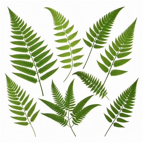 Premium Vector Ferns Vector Set White Background Isolated A High Quality