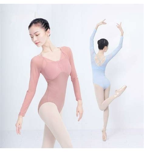 성인 발레 무용 필라테스 복 의상 긴팔 레오타드 취미 티몬