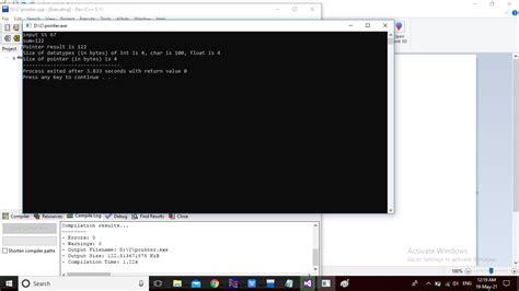 pointers compiler not working giving wrong results dev c stack