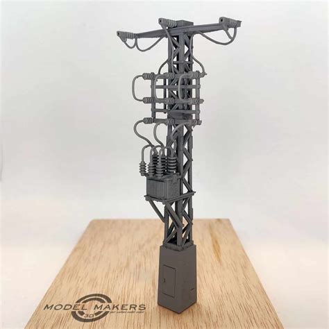 H0 Transmission Tower 36kv 130mm With Transformer Modelmakers3d