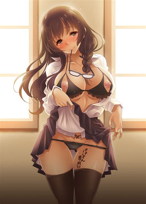 Rule 34 Big Breasts Blush Brown Hair Glasses Kusui Aruta Lingerie