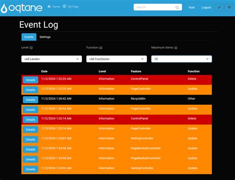 Event Log Oqtane Docs Apis And More For The Modular Blazor Application Framework