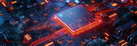 Close Up Of A Modern Microprocessor On A Motherboard Surrounded By