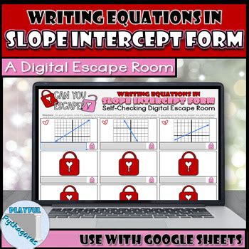 Writing Equations In Slope Intercept Form Digital Escape Room TPT