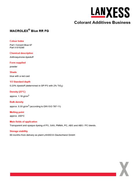 Macrolex Blue Rr Fg Pdf Polymethyl Methacrylate Dye