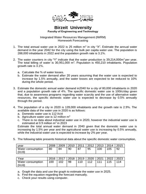 Iwrm Homework Forecasting 2024 Pdf