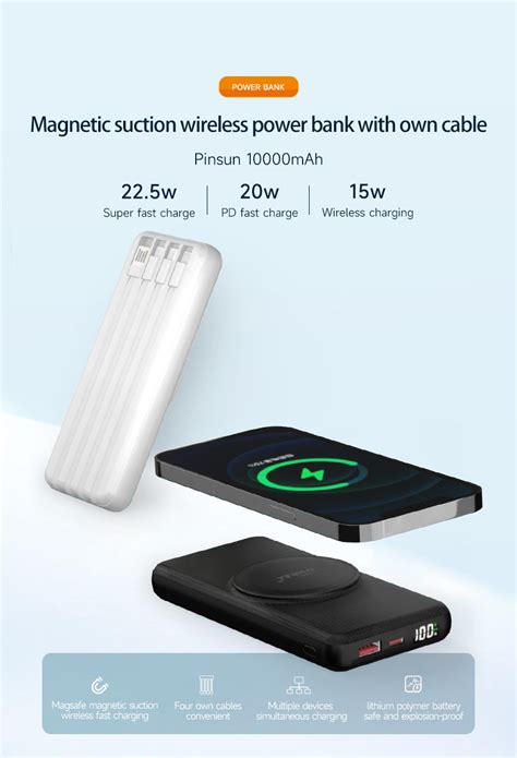 Mietubl Mtb 10 000 Mah Portable Wireless Fast Charging Power Bank With Digital Display For