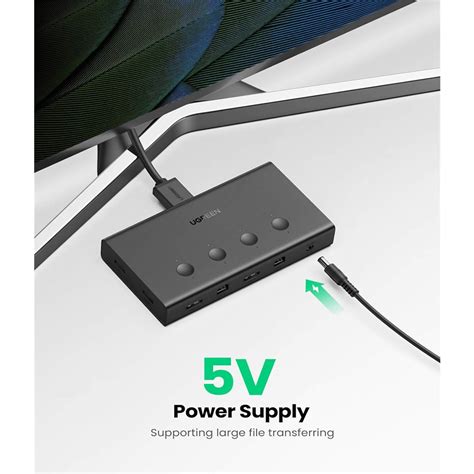 UGREEN 4 IN 1 OUT HDMI KVM Switch Box 4K UHD Video W 4 USB B Input Dual USB A Output Ports