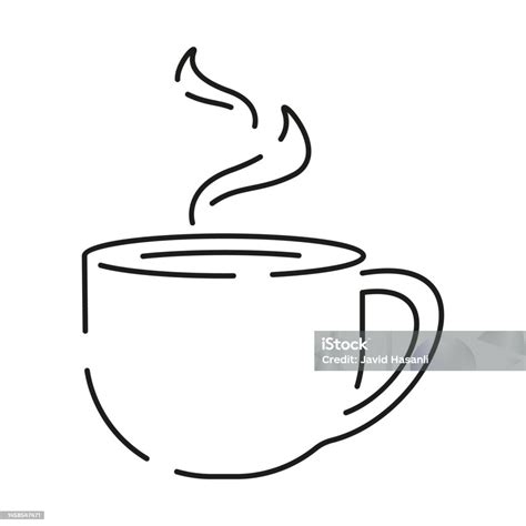 커피 라인 아이콘의 컵입니다 컵 플랫 아이콘입니다 디자인 로고 방문 카드 등을위한 얇은 선 표지판 뜨거운 음료 컵 윤곽 픽토그램