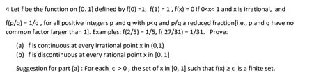 solved 4 let f be the function on [o 1] defined by f 0 1