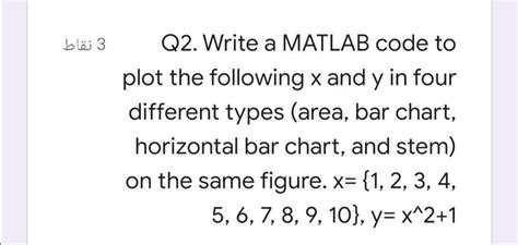 Solved 3 نقاط Q2 Write A Matlab Code To Plot The Following