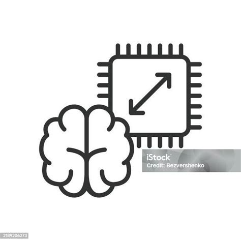 신경 지능 칩 확장 라인 디자인의 아이콘 신경 지능 칩 확장 뇌 네트워크 백색 배경 벡터 신경 지능 칩 확장 편집 가능한