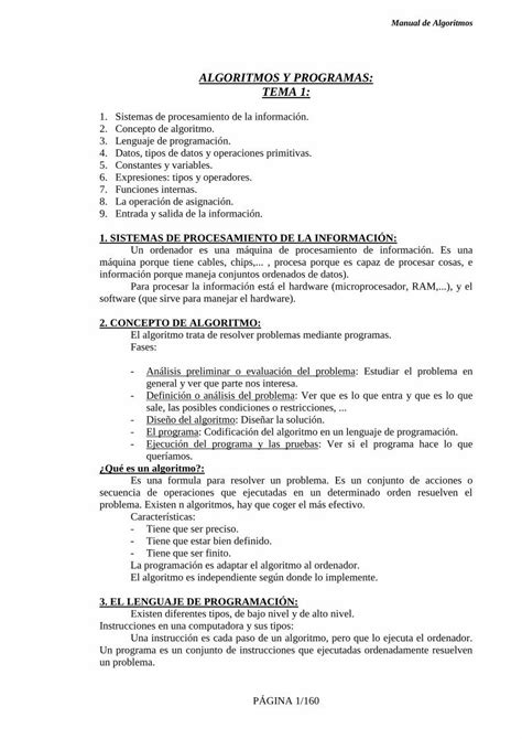 Pdf Algoritmos Y Programas Tema 1 Pe · Operadores Relacionales Con Lo Cual Se