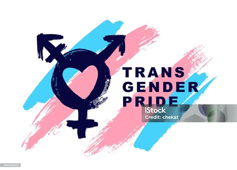 트랜스젠더 자존심의 상징이자 표시 파란색 분홍색 및 흰색 브러시 스트로크가 손으로 그려집니다 Lgbt 깃발 중 하나의 다채로운