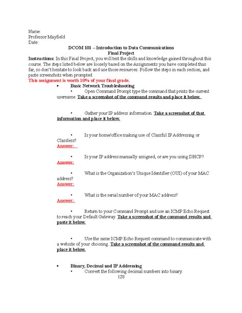 Dcom 101 Final Project Yes Name Professor Mayfield Date Dcom 101