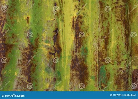 Painted Rusty Tin Stock Image Image Of Texture Yellow 3127699