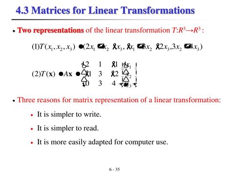 Ppt Linear Transformations Basics And Matrices Powerpoint
