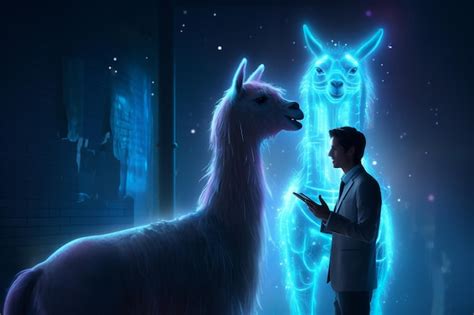 Premium AI Image Llama Chat With Person As Art Wallpaper For Meta