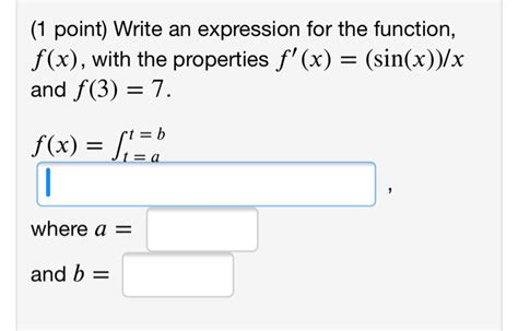 Solved 1 Point Write An Expression For The Function Fx