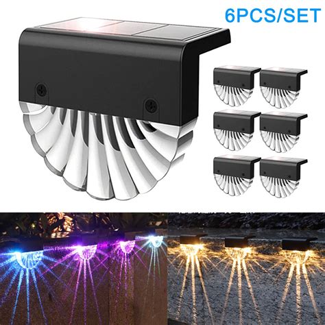 Led 태양열 데크 램프 통로 계단 야외 정원 조명 테라스 울타리 조명용 방수 발코니 장식 세트당 6 티몬