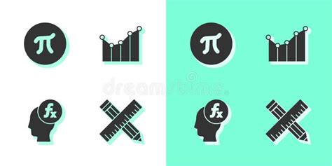 Set Crossed Ruler And Pencil Pi Symbol Function Mathematical And Graph Schedule Chart