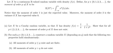 Solved Let X ﻿be A Continuous R Valued Random Variable With