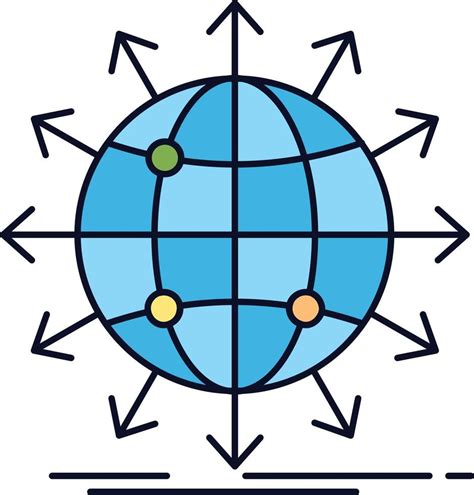 Globe Network Arrow News Worldwide Flat Color Icon Vector 13291376