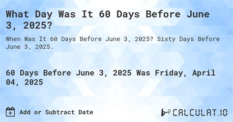 What Day Was It Days Before June Calculatio