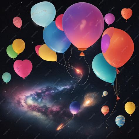 Premium Photo Artists Rendering Of Balloons Escaping Into The Galaxy
