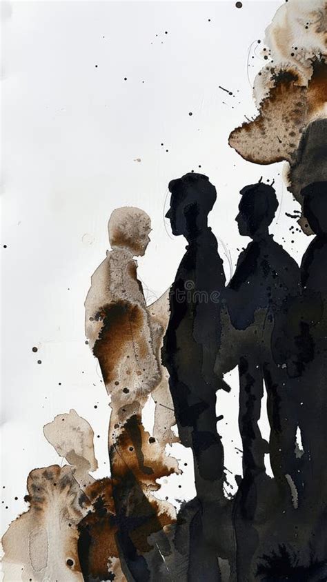 A Closeup Shot Of A Watercolor Silhouettes Of People At A Raku