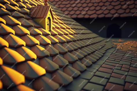 Premium Photo Yellow Ceramic Roofing Tiles In Overlapping Rows Cover