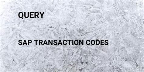 Query Tcode In Sap Transaction Codes List