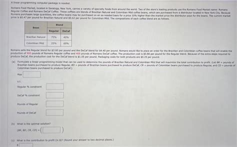 solved a inear programining compuzer package ts neededi the